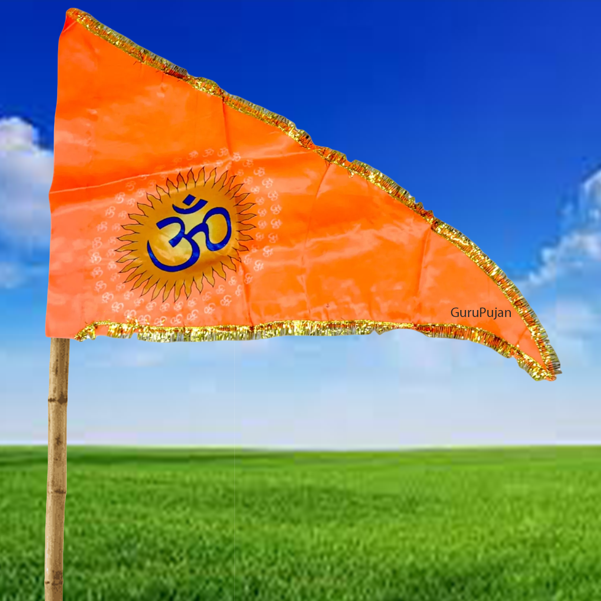 Om Flag | Aum Jhanda | Orange Bhagwa Flag with Om Symbol for Spiritual ...